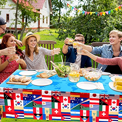 International Flag Table Cover World Country Flags Tablecloth Plastic Patriotic Table Cloth for Soccer Sports Beer Festival Events Celebration Decorations Party Supplies 108 x 54 Inches(3)