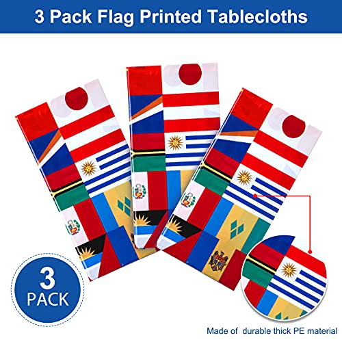 International Flag Table Cover World Country Flags Tablecloth Plastic Patriotic Table Cloth for Soccer Sports Beer Festival Events Celebration Decorations Party Supplies 108 x 54 Inches(3)