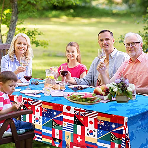 International Flag Table Cover World Country Flags Tablecloth Plastic Patriotic Table Cloth for Soccer Sports Beer Festival Events Celebration Decorations Party Supplies 108 x 54 Inches(3)