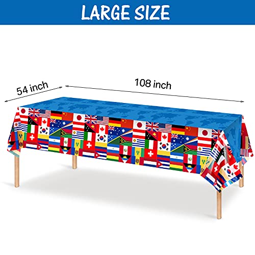 International Flag Table Cover World Country Flags Tablecloth Plastic Patriotic Table Cloth for Soccer Sports Beer Festival Events Celebration Decorations Party Supplies 108 x 54 Inches(3)