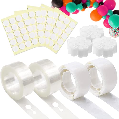 Aubeco Balloon Decorating Strip Kit for Arch Garland, 32.8 Feet Balloon Tape Strips, 200 Balloon Glue Point Dots, 24 Balloon Flower Clip, 100 Foam Glue Point for Party Wedding (Upgraded Version)