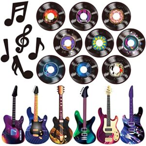 40 pcs music party decorations musical notes rock and roll record cutouts silhouettes record cutouts guitar party favor cutouts 50s 80s theme party baby shower school bulletin board craft decoration