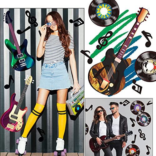 40 Pcs Music Party Decorations Musical Notes Rock and Roll Record Cutouts Silhouettes Record Cutouts Guitar Party Favor Cutouts 50s 80s Theme Party Baby Shower School Bulletin Board Craft Decoration