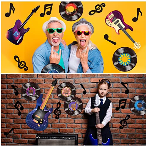 40 Pcs Music Party Decorations Musical Notes Rock and Roll Record Cutouts Silhouettes Record Cutouts Guitar Party Favor Cutouts 50s 80s Theme Party Baby Shower School Bulletin Board Craft Decoration