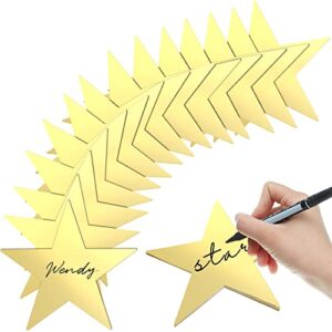 leinuosen 80 pieces stars cutouts double printed paper star decorations glitter star confetti cutouts cardboard stars for bulletin board classroom wall party decoration supply, 6 inches (gold)