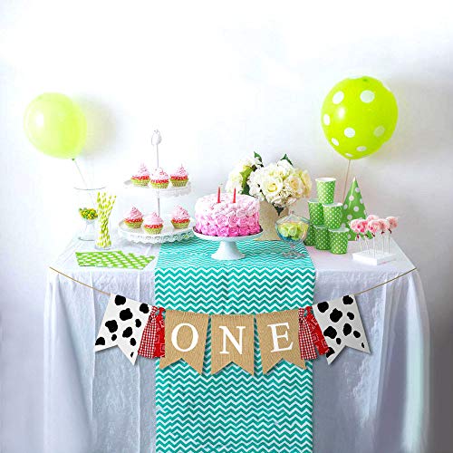 Rainlemon Farm Boy Girl 1st Birthday Party One High Chair Banner Barnyard Cow Theme First Birthday Highchair Garland Decoration