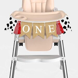 Rainlemon Farm Boy Girl 1st Birthday Party One High Chair Banner Barnyard Cow Theme First Birthday Highchair Garland Decoration