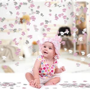 320 Pcs Baby Elephant Baby Shower Confetti,Elephant Baby Shower Decoration Elephant Theme Table Party Confetti for Baby Shower Gender Reveal Party Supplies (Pink, Gray, White)