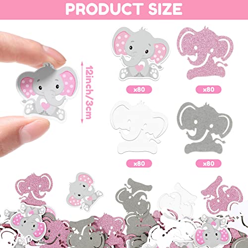 320 Pcs Baby Elephant Baby Shower Confetti,Elephant Baby Shower Decoration Elephant Theme Table Party Confetti for Baby Shower Gender Reveal Party Supplies (Pink, Gray, White)