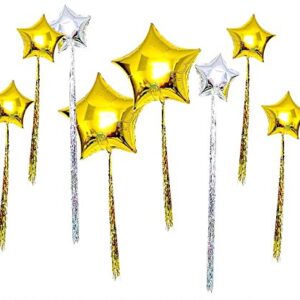 18" Star Balloons Foil Balloons Mylar Balloons Party Decorations Balloons, Silver, 10 Pieces