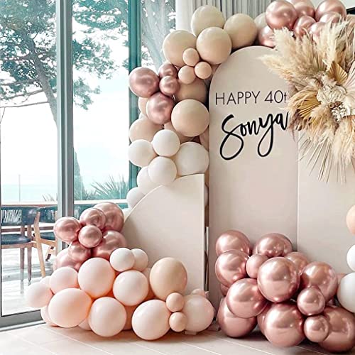 Blush Brown Balloon Garland Nude Rose Gold Double Stuffed Matte Apricot Balloon Arch kit for Wedding Bachelorette Birthday Anniversary New Year Party Boho PartyDecoration