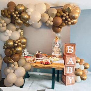 Brown and Nude Latex Balloons Set, 50 Pcs 12 Inch Tan Brown Nude White Gold Confetti Party Balloons for Birthday Baby Shower Engagement Wedding Anniversary Party Decorations