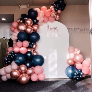 143Pcs Rose Gold Balloon Arch Garland Kit, Black Pink and Rose Gold Balloons 5/10/18 Inch for Women Girls Party Birthday Wedding Bridal Shower Bachelorette Engagement Anniversary Graduations Retirement New Year Party Supplies Backdrop Decorations…