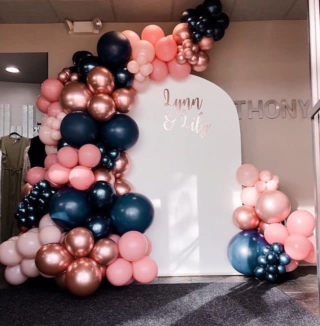 143Pcs Rose Gold Balloon Arch Garland Kit, Black Pink and Rose Gold Balloons 5/10/18 Inch for Women Girls Party Birthday Wedding Bridal Shower Bachelorette Engagement Anniversary Graduations Retirement New Year Party Supplies Backdrop Decorations…