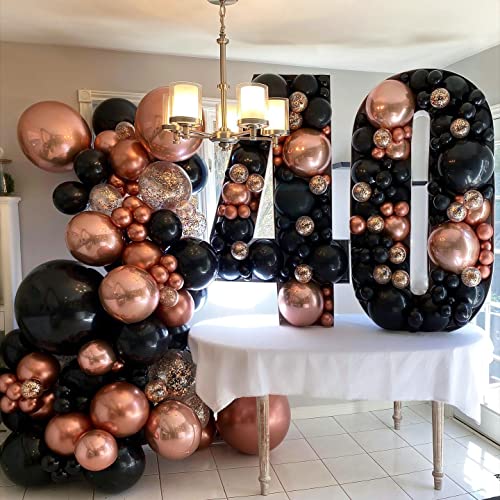 143Pcs Rose Gold Balloon Arch Garland Kit, Black Pink and Rose Gold Balloons 5/10/18 Inch for Women Girls Party Birthday Wedding Bridal Shower Bachelorette Engagement Anniversary Graduations Retirement New Year Party Supplies Backdrop Decorations…