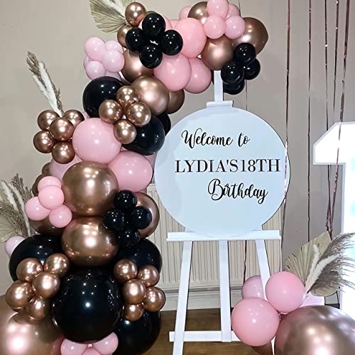 143Pcs Rose Gold Balloon Arch Garland Kit, Black Pink and Rose Gold Balloons 5/10/18 Inch for Women Girls Party Birthday Wedding Bridal Shower Bachelorette Engagement Anniversary Graduations Retirement New Year Party Supplies Backdrop Decorations…