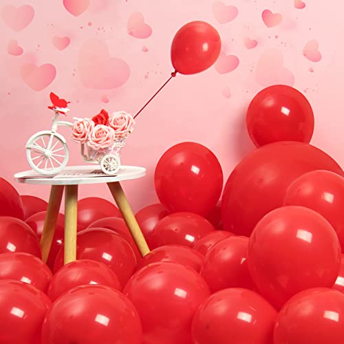 Henviro Red Latex Party Balloons - 154 Pcs 5/10/12/18 Inch Balloons Helium Quality Latex Balloons As Birthday Party Balloons/ Graduation Balloons/ Valentines Day Balloons/ Baby Shower/ Wedding