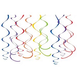 amscan Swirl (12ct) Party Decorations, 22", Multicolor