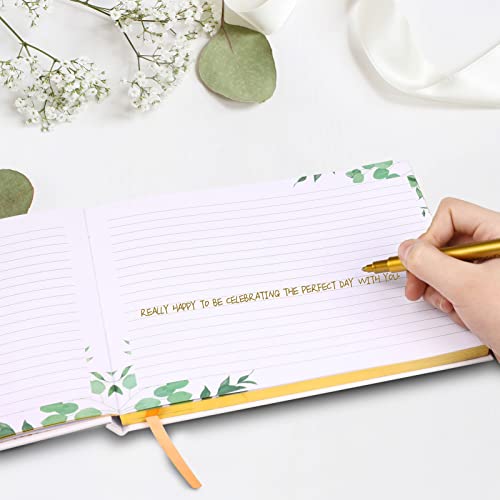 DICANG Wedding Guest Book - Sign in Guest Book Wedding Reception - 120 Pages Wedding Registry Guestbook with Gold Foil, Gilded Edges and Two Markers Pen, Guestbook Wedding 9 x 7 Inch