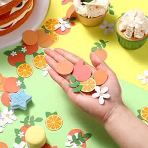 Capoda 300 Pcs Little Cutie Baby Shower Confetti Citrus Confetti White Green Orange Confetti Tangerine Eucalyptus Scatter Confetti for Baby Shower Birthday Wedding Party Table Decoration Supplies