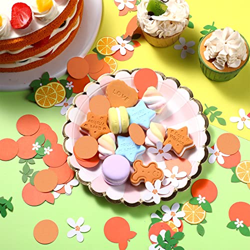 Capoda 300 Pcs Little Cutie Baby Shower Confetti Citrus Confetti White Green Orange Confetti Tangerine Eucalyptus Scatter Confetti for Baby Shower Birthday Wedding Party Table Decoration Supplies