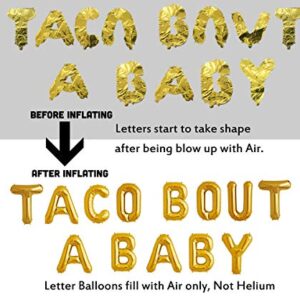 Taco Bout A Baby Gold Balloons Banner Mexican Fiesta Cactus Picado Banner Baby Shower First 1st Birthday Party Decorations Supplies Theme Boy or Girl Gender Reveal Fiesta Tattoos Stickers…