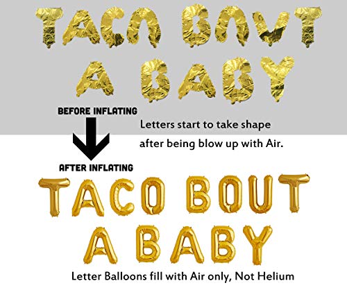 Taco Bout A Baby Gold Balloons Banner Mexican Fiesta Cactus Picado Banner Baby Shower First 1st Birthday Party Decorations Supplies Theme Boy or Girl Gender Reveal Fiesta Tattoos Stickers…