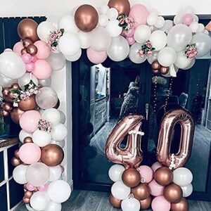 138Pcs Pink Balloons Arch Kit Shiny Metallic Rose Gold & Chrome Gold Latex Balloons Perfect for Birthday Party Bridal Baby Shower Wedding Party Decorations (Gold)