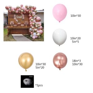 138Pcs Pink Balloons Arch Kit Shiny Metallic Rose Gold & Chrome Gold Latex Balloons Perfect for Birthday Party Bridal Baby Shower Wedding Party Decorations (Gold)