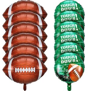 football balloons set, football field balloons and football foil balloons for tailgate game day football theme supplies birthday party decorations (12 pieces)