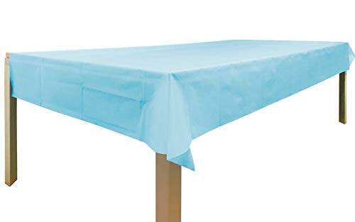 Disposable Plastic Table Covers (4 Pack, 54" x 108") (Light Blue)