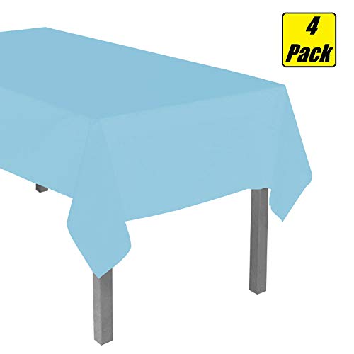 Disposable Plastic Table Covers (4 Pack, 54" x 108") (Light Blue)