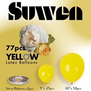 SUWEN Yellow Balloons Kit 77PCS Latex Helium Shiny Mustard Yellow Balloon Different Sizes 10 Inch 5 Inch for Birthday Graduation Wedding Shower Anniversary Party Decorations