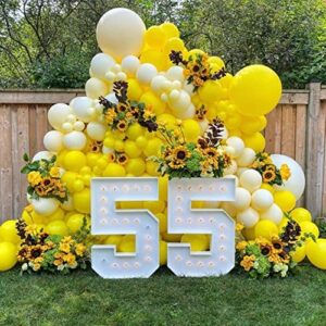 OUOshield 124pcs Yellow Balloons Garland Arch Kit Lemon Daisy Honeybee Theme Light and Gold for Birthday Parties, Wedding, Baby Shower Party, Anniversary Party Decoration