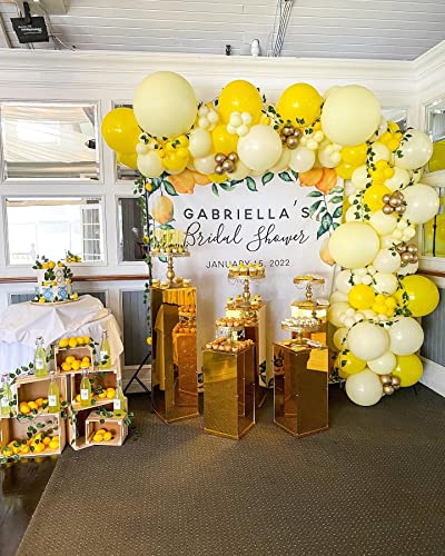 OUOshield 124pcs Yellow Balloons Garland Arch Kit Lemon Daisy Honeybee Theme Light and Gold for Birthday Parties, Wedding, Baby Shower Party, Anniversary Party Decoration