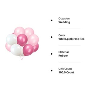 KADBANER White light pink rose red Balloons,100-Pack,12-Inch Latex Balloons, Wedding, Birthday Party, Baby Shower, Christmas Party Decorations