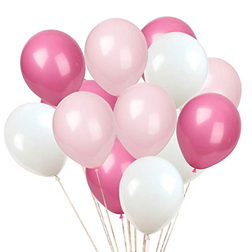 KADBANER White light pink rose red Balloons,100-Pack,12-Inch Latex Balloons, Wedding, Birthday Party, Baby Shower, Christmas Party Decorations