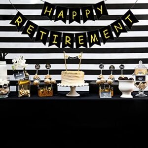 Retirement Party Decorations for Men Women Black Gold Happy Retirement Banner Hanging Swirls Kit for Retirement Party Decor Supplies