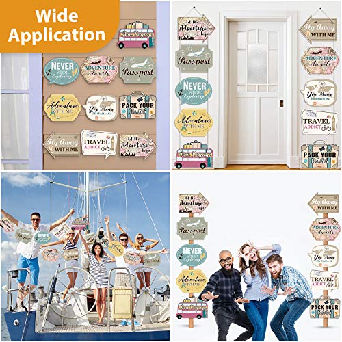 Travel Party Decorations Let The Adventure Begin Sign Travel Cutouts Bon Voyage Banner Adventure Signs Supplies Door Sign Travel Themed Birthday Party Wall Decoration Signs 10 Counts