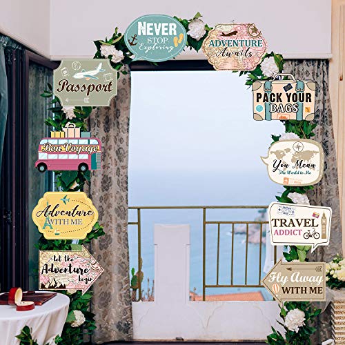 Travel Party Decorations Let The Adventure Begin Sign Travel Cutouts Bon Voyage Banner Adventure Signs Supplies Door Sign Travel Themed Birthday Party Wall Decoration Signs 10 Counts