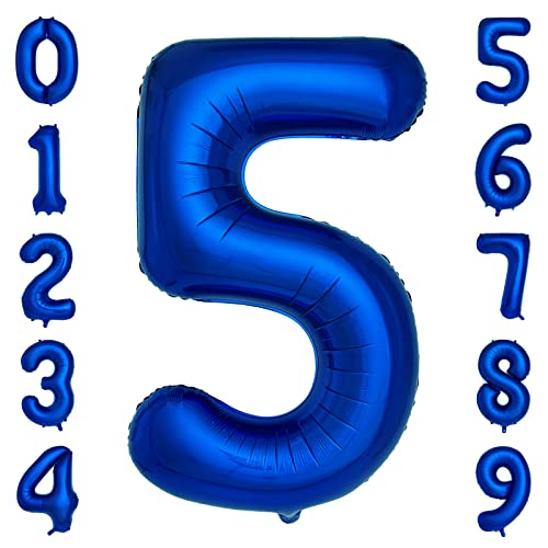 Navy Blue Number 5 Balloons 40 Inch Large Dark Blue Helium Foil Balloons for Birthday Party 2022 Graduation Decorations Anniversary Celebrations (Number 5)