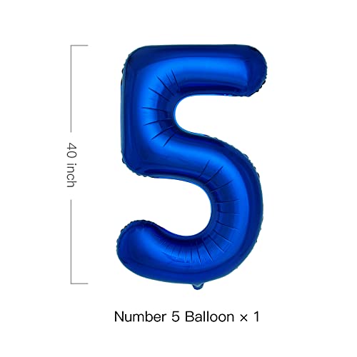 Navy Blue Number 5 Balloons 40 Inch Large Dark Blue Helium Foil Balloons for Birthday Party 2022 Graduation Decorations Anniversary Celebrations (Number 5)