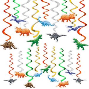 wernnsai watercolor dinosaur hanging swirl – 24pcs dinosaur party decorations for boys kids dino theme birthday party supplies jurassic world hanging spiral garlands ceiling decor