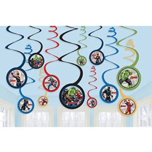 amscan marvel avengers powers unite hanging swirl decorations – assorted designs, 12 pcs