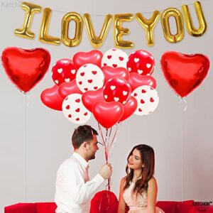 KatchOn, I Love You Balloons - Pack of 37 | Heart Balloons for Proposal Decorations, Happy Anniversary Decorations | Love You Balloon, Love Sign Balloon for Her, Romantic Decorations Special Night