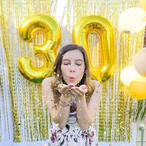 40inch Gold Number 30 Balloon Party Festival Decorations Birthday Anniversary Jumbo foil Helium Balloons Party Supplies use Them as Props for Photos (40inch Gold Number 30)