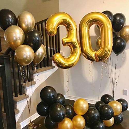 40inch Gold Number 30 Balloon Party Festival Decorations Birthday Anniversary Jumbo foil Helium Balloons Party Supplies use Them as Props for Photos (40inch Gold Number 30)