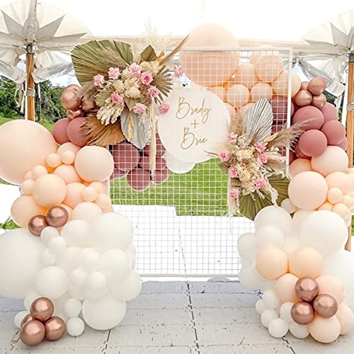 YSF 144pcs Matte White Cream Peach Balloon Arch Garland Kit Wedding Decoration Chrome Champagne Apricot Party Baby Shower Decor