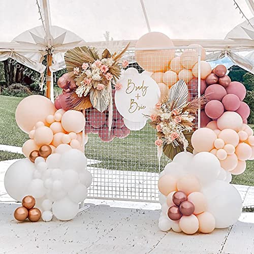 YSF 144pcs Matte White Cream Peach Balloon Arch Garland Kit Wedding Decoration Chrome Champagne Apricot Party Baby Shower Decor