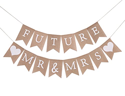 Future Mr&Mrs Burlap Banner - Future Mr&Mrs Couples Shower Decor,Bridal Shower Decorations ,Engagement Banner , Best Bridal Wedding Supplies